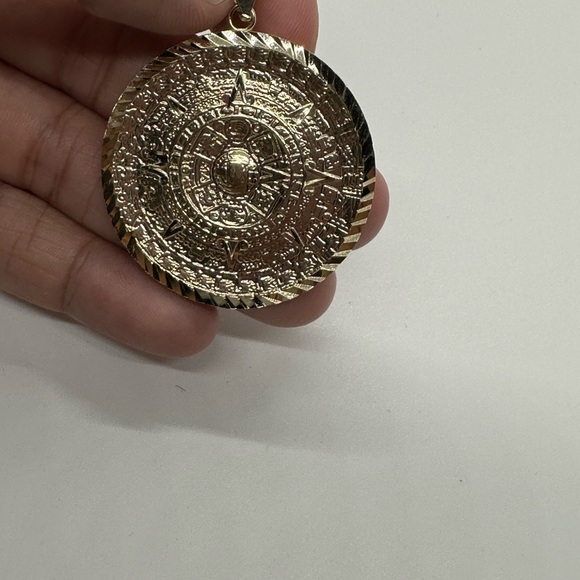 Jewelry | 1k Gold Aztec Calendar Pendant | Poshmark
